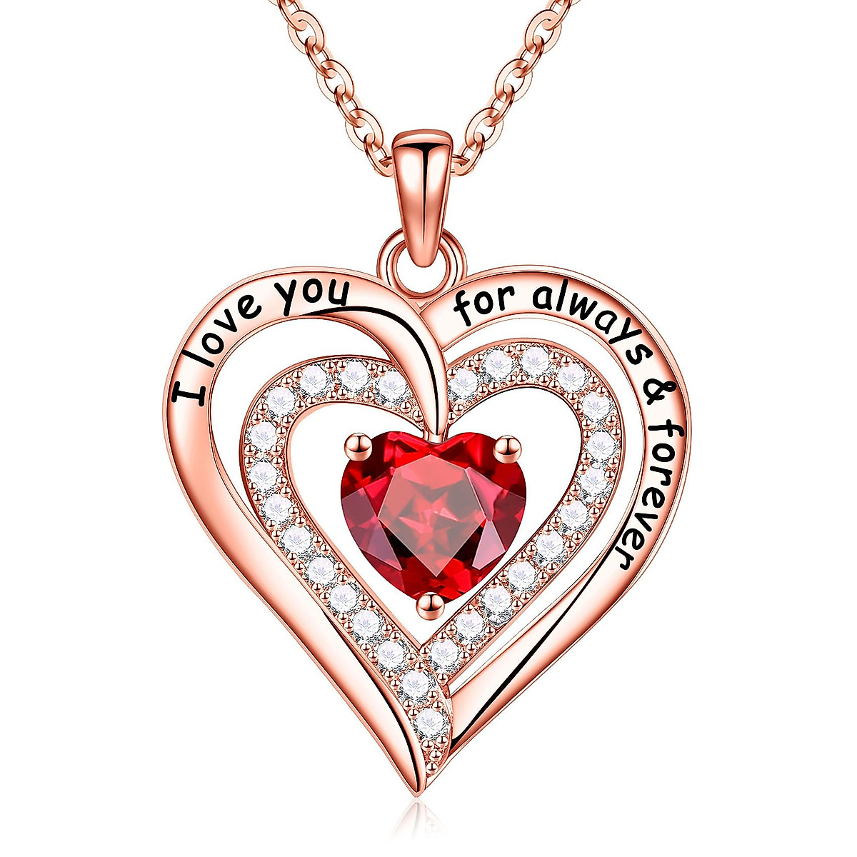 Iefil Gifts for Wife - Birthstone Necklace for Women Mothers Day Birthday Gifts for Mom Daughter Sisters Anniversary Christmas Gifts for Wife Sisters January Garnet Necklace