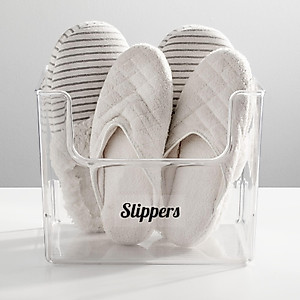 mDesign Home Organization Labels - Preprinted Label Stickers for Bedroom and Linen Closet Storage and Cleaning, Household Organizing for Jars, Canisters, Containers, Bins, and Boxes, 32 Count - Black