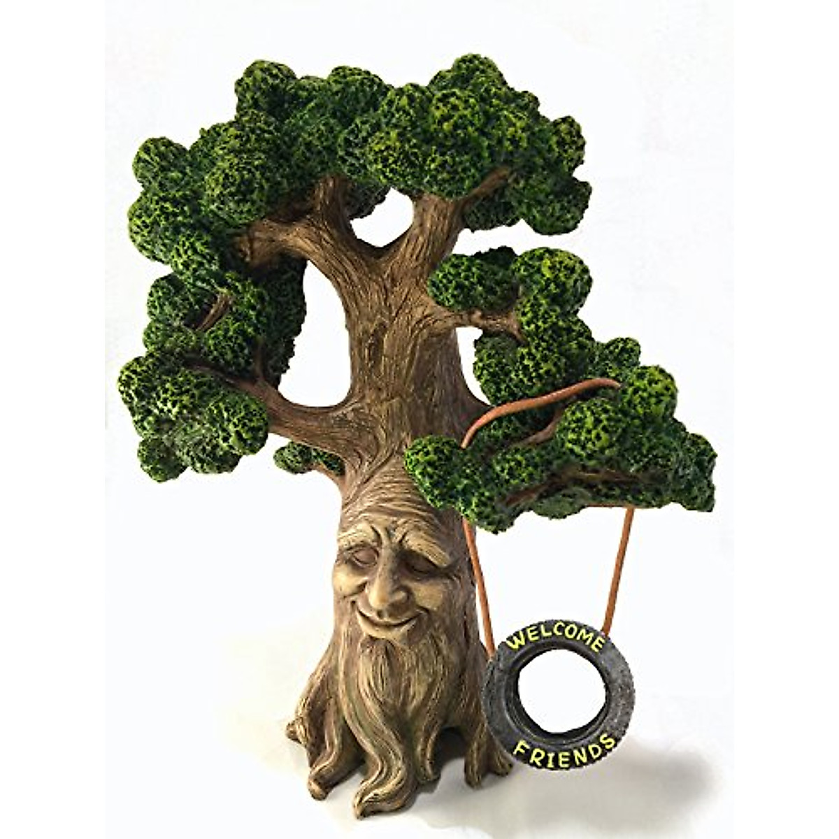 Fairy and Garden Gnome Tree - Enchanted Grandpa Miniature Tree with Removable Glow in The Dark Welcome Sign for Fairies and Lawn Gnomes