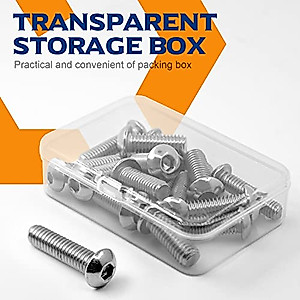 3/8-16 x 1" Button Head Socket Cap Bolts Screws, 304 Stainless Steel 18-8, Allen Hex Drive,Fully Machine Thread, Bright Finish, 15 PCS