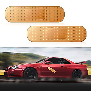 Kewucn 2 PCS Large Funny Bandage Vinyl Decal, 10" x 2.7" Vehicle Giant Band Aid Bandage Dent Bump Cover, Dent and Scratch Cover Sticker, Bandage Bumper Sticker for Car Truck SUV RV Boat Window (Small-Yellow)