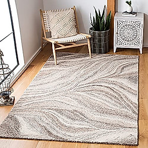 Safavieh Metro Collection 8' x 10' Ivory / Brown MET505T Handmade Modern Abstract Premium Wool Area Rug