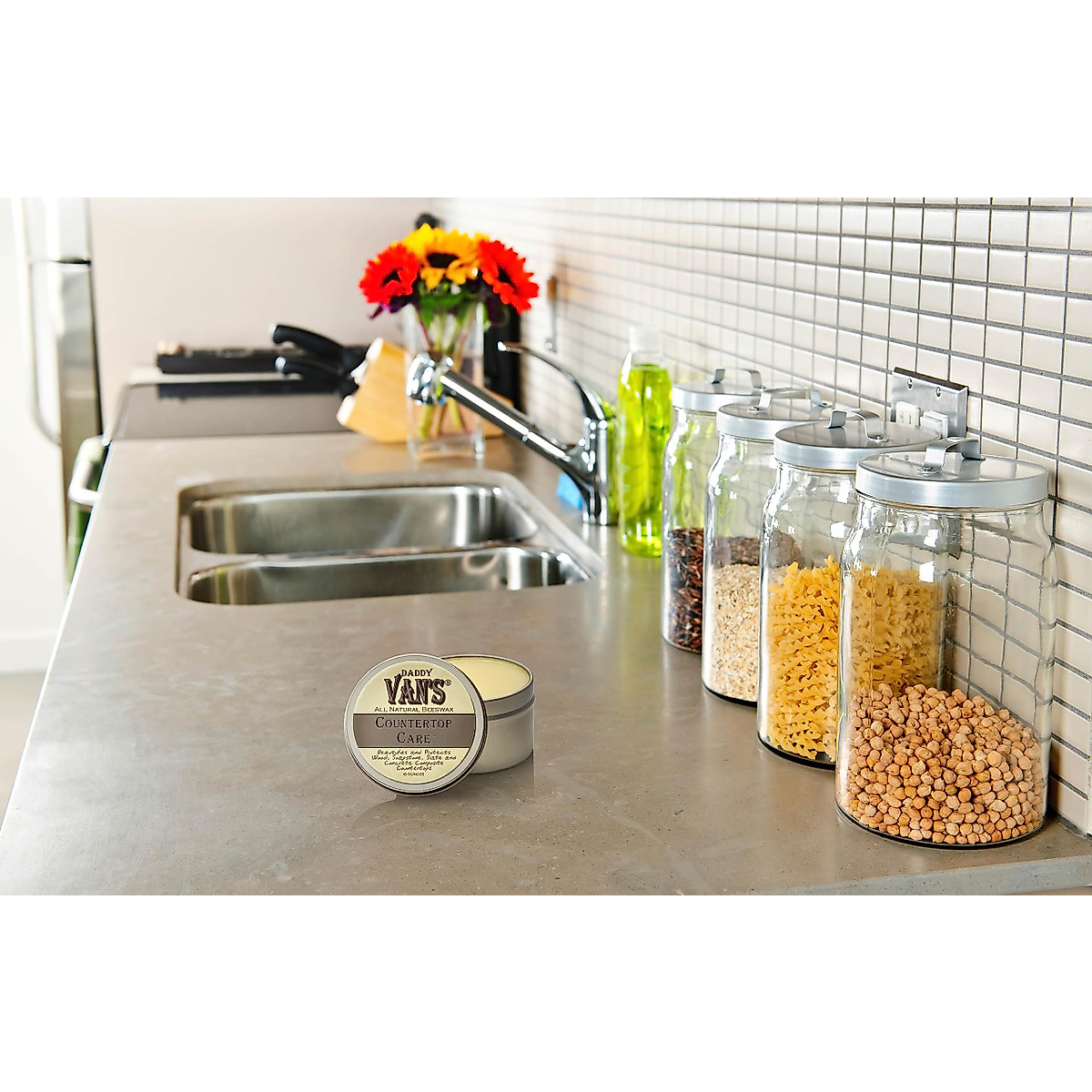 Daddy Van's® All Natural Beeswax Countertop Care for Soapstone, Slate, Concrete Composite and Butcher Block Counter Tops - Food Safe, Chemical-Free and Non-Toxic - 6 Oz. Tin