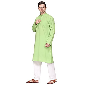 ITOS365 Men Cotton Blend Kurta Pyjama Pajama Set Party Fashion Regular Ethinic Wear Indian Dress Gift for Men Green XL