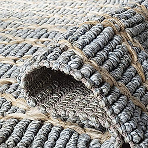 SAFAVIEH Natural Fiber Collection 5' x 8' Light Blue NF951L Handmade Boho Moroccan Trellis Jute Area Rug