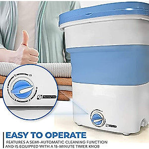 Folding Portable Mini Washing Machine，Ultrasonic Ozone sterilization,mini washing machine,Folding Washing machine For wash baby clothes, Apartment Dorm,Travelling，Gift for Friend or Family