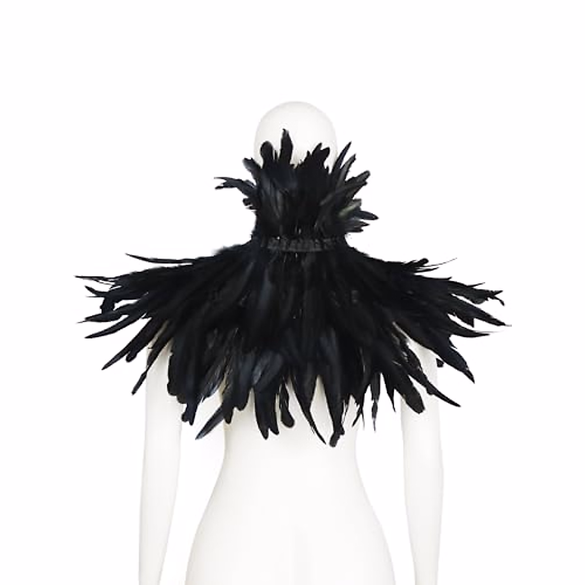 HOMELEX Black Witch Feather Collar Crow Shawl Costume Halloween Swan Wings Accessories Cape for Women