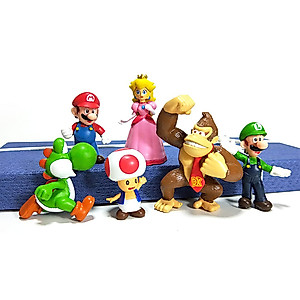 BYDIEJ Mario Action FiguresToys – Mario and Luigi Action Figures Toy Set of 1-3'' Mario Luigi Yoshi Garage Kit Decorations Toy (6pcs)