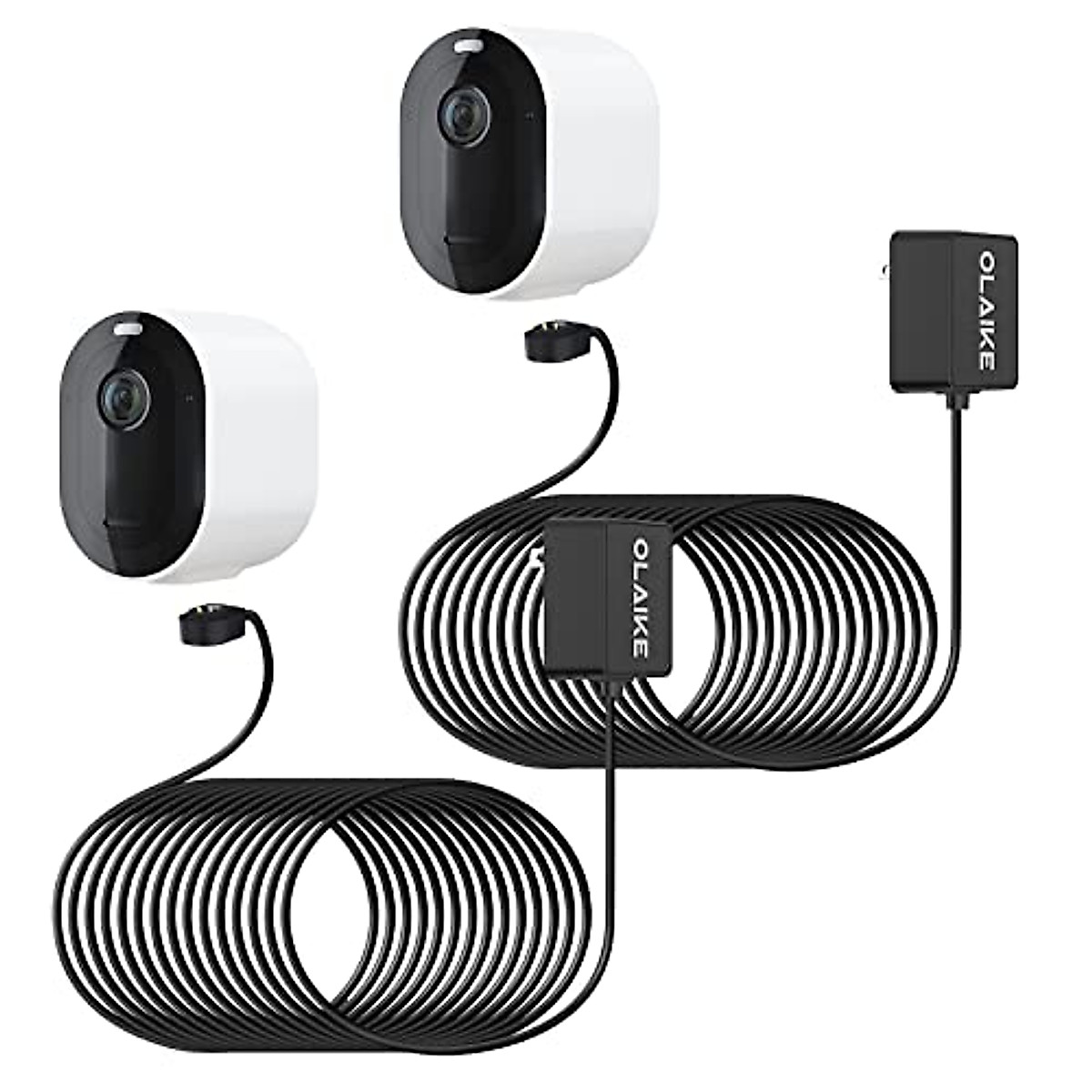 OLAIKE (2 Pack 26ft/8m Indoor Outdoor Weatherproof Magnetic Charging Cable for Arlo Pro 3/Pro 4/Ultra/Ultra 2,with Power Adapter Continuously Charging,NOT Compatible with Arlo Pro 3 Floodlight,Black