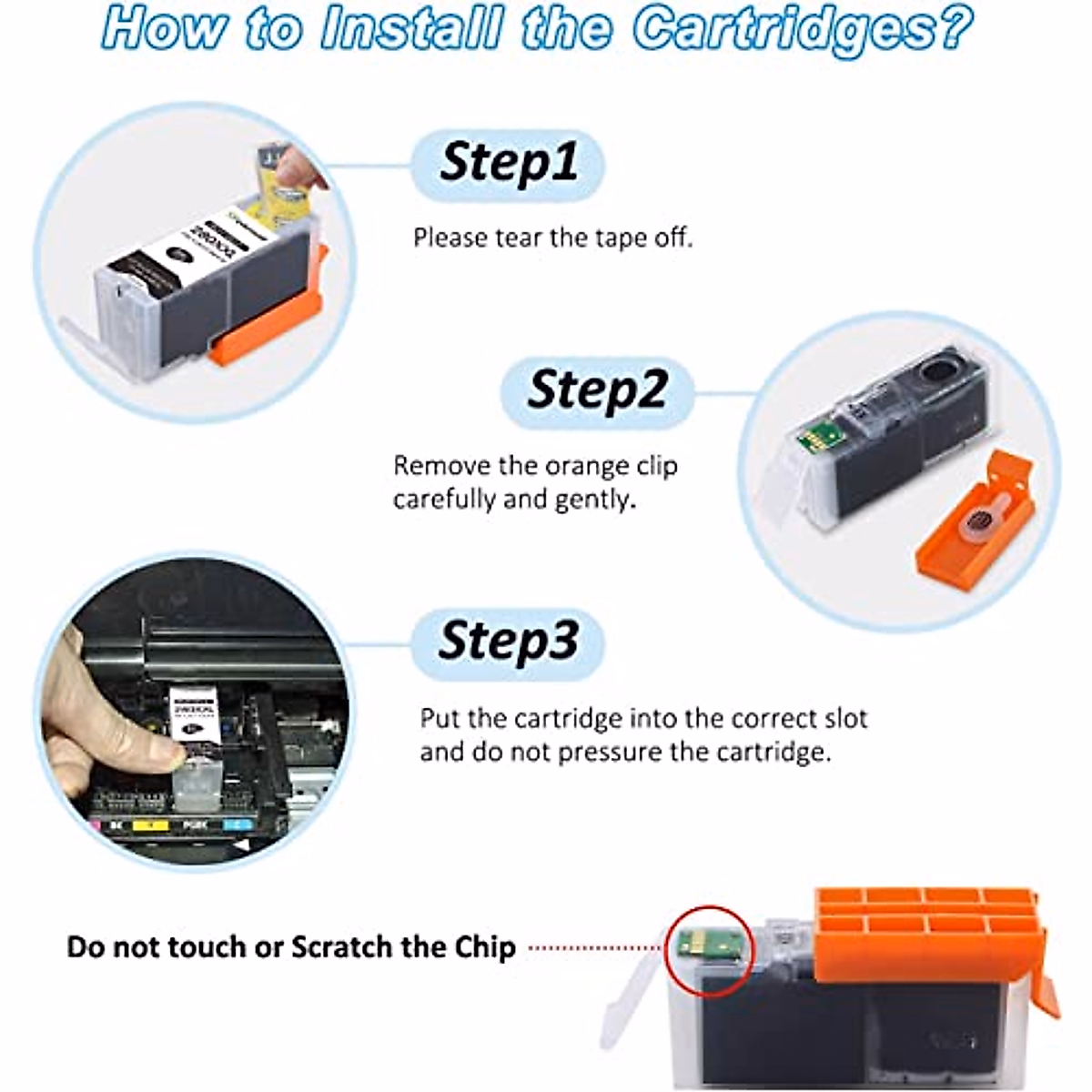 Tekmall Compatible C A K E Ink Cartridge PGI-280XXL CLI-281XXL 280 Ink 281, Work for Pixma TS6120 TS6220 TR7520 TR8520 TS9520 TS9521C TS8120 TS8220 TS9120 TS702 5 Pack