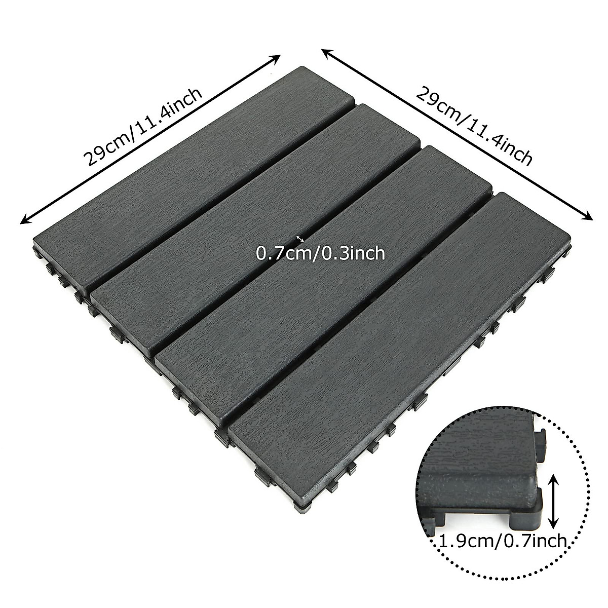 9 Pack Plastic Interlocking Deck Tiles, 12x12 Inch Patio Deck Tiles, Square Composite Decking Tiles, Waterproof Outdoor Plastic Flooring Tile for Balcony Porch Backyard Poolside, All Weather Use