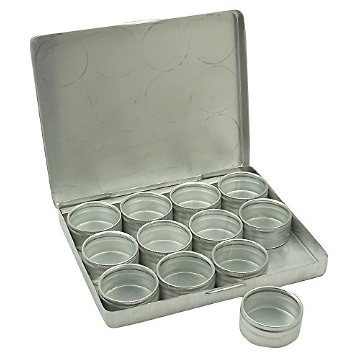 12-Pieces Clear Top Round Aluminum Storage Container Set 1.5" Diameter Mini DIY Favour Boxes
