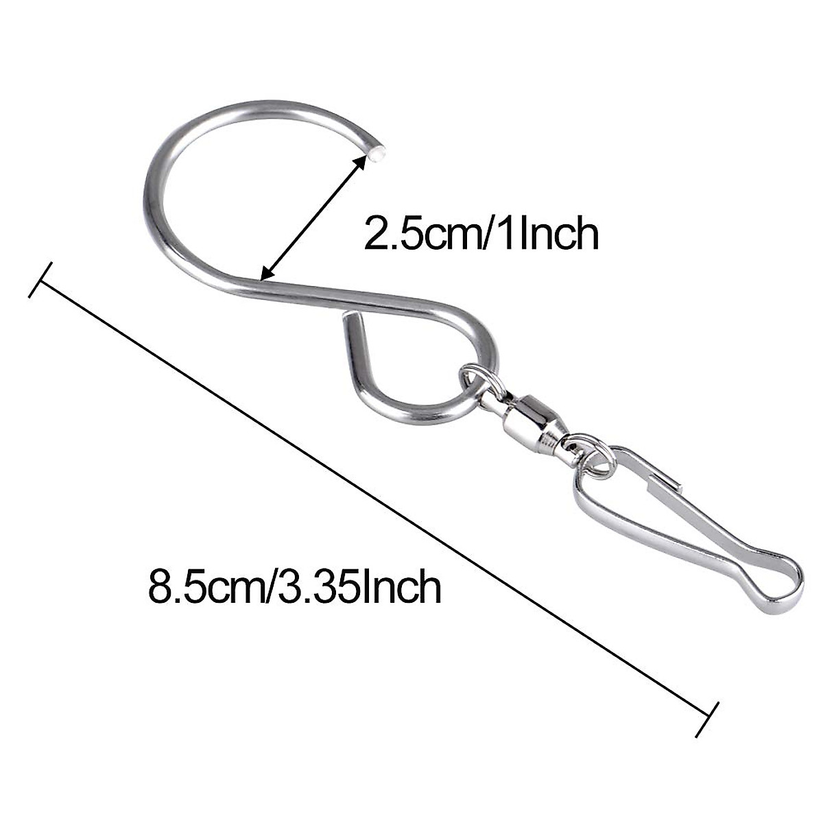 KUUQA 20 Pack Swivel Hooks Clips Wind Spinner S Hook Clips Hanging Wind Chimes Crystal Twisters Party Supplies (Silver)