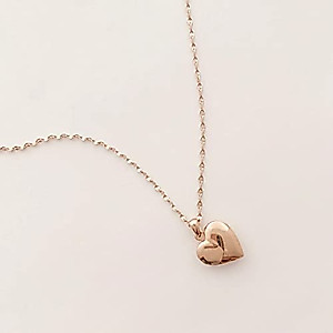 Honeycat Puffy Heart Locket Charm Necklace in Gold, Rose Gold, or Silver | Minimalist, Delicate (Gold)