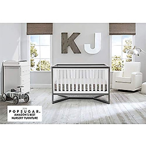 Delta Children Tribeca 4-in-1 Convertible Crib, White/Grey with Twinkle Stars Crib & Toddler Mattress