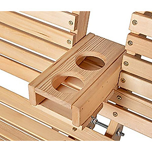 GDLF 4FT Porch Swing Chair Garden Patio Swing Bench Solid Wood Hanging Bench with Foldable Cupholder Heavy Duty Chains