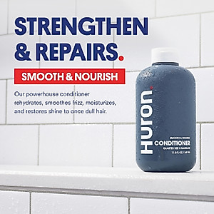 Huron Men’s Conditioner - Lightweight, Hydrating Conditioner - Eliminates Frizzy Hair, Moisturizes, & Restores Shine - Clean & Invigorating Scent - 100% Vegan Ingredients & Cruelty-Free - 11.8 Fl Oz