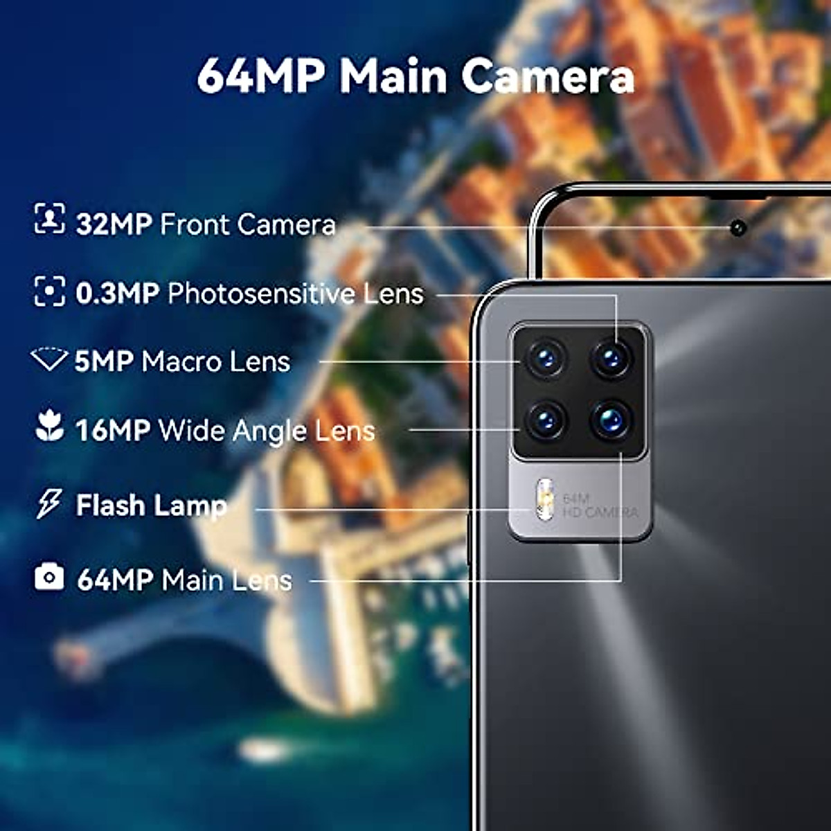 CUBOT X50 Mobile Phone 8 GB RAM+128GB ROM, Smartphone Android 11with 64MP Rear Cameras,6.7 Inch Large Screen 4G Dual SIM Phone 4500mAh Battery, Fingerprint& Face Unlock,GPS NFC-Black