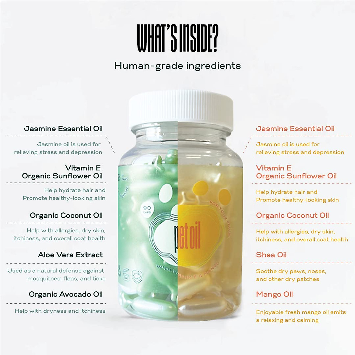 Zampaw - Pet Massage Oil for Dogs – Anti-Itch Relief for Dry, Itchy, Irritated Skin & Paws - Vitamin E, Aloe Vera, Jasmine & Coconut Oils - Healthy Skin & Shiny Coat - Calming Aloe Vera – 90 Capsules