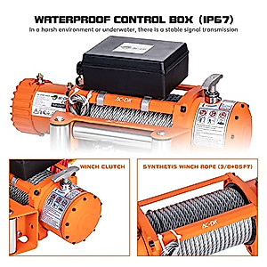 AC-DK 12000 lb. Waterproof IP67 Electric Winch Kit, 12V Winch Steel Cable Electric Winch Truck Winch with Wireless Handheld Remotes and Wired Handle (Include 12500lbs - Steel Cable)
