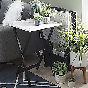 Linon Tray Table Set, 15.75"D x 18.9"W x 26.38"H, White