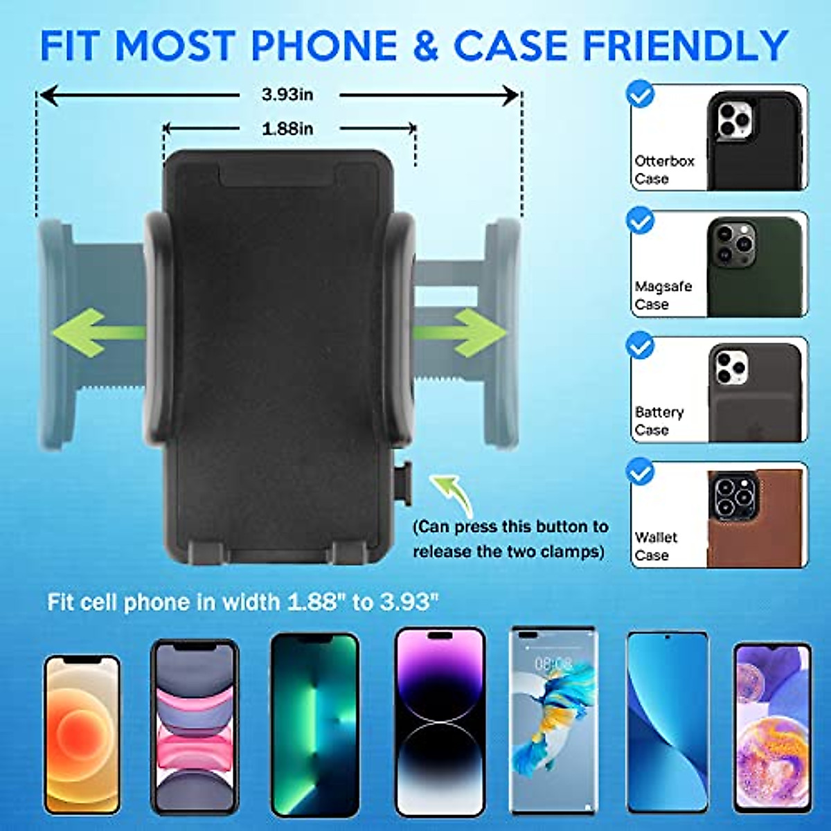 Car Cup Holder Phone Mount, Universal Cell Phone Holder for Car Drink Cupholder Expander 360°Rotation Adjustable Base Large Car Cup Holder Adapter Compatible with iPhone & Samsung Android Smartphone