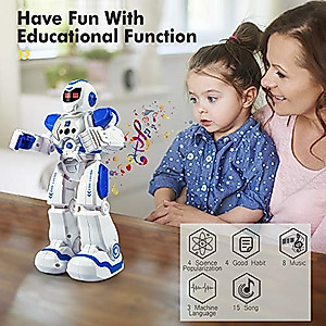 Onadrive Remote Control Robot for Kids Intelligent Programmable Robot with Infrared Controller,Dancing,Singing, Moonwalking and LED Eyes,Gesture Sensing Toys Kit for Childrens Entertainmen (Blue)