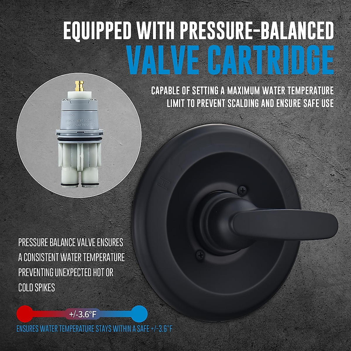 Replacement for Delta Classic 13 Series Single-Function Trim Kit, T13010 Shower Handle, Fit Delta Shower Valve R10000 Series, Matte Black (Cartridge Included)