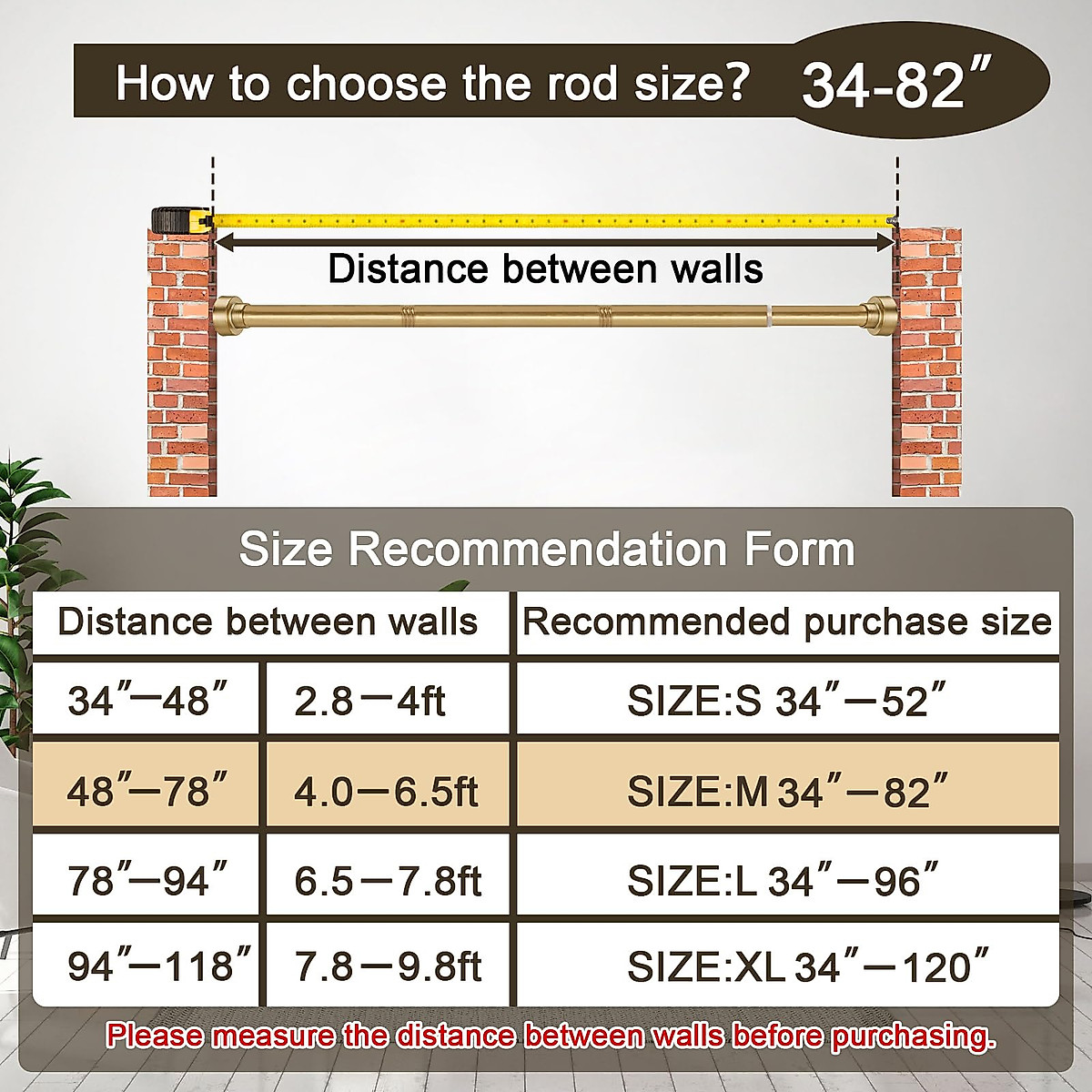 YNL Shower Curtain Rod 34-82 Inches (2.8-6.8ft) with 12Pcs Shower Curtain Rings, Adjustable Gold Shower Rod No Drilling, Non-Slip, Never Rust, Stainless Steel, Suitable for Bathroom Window, Gold