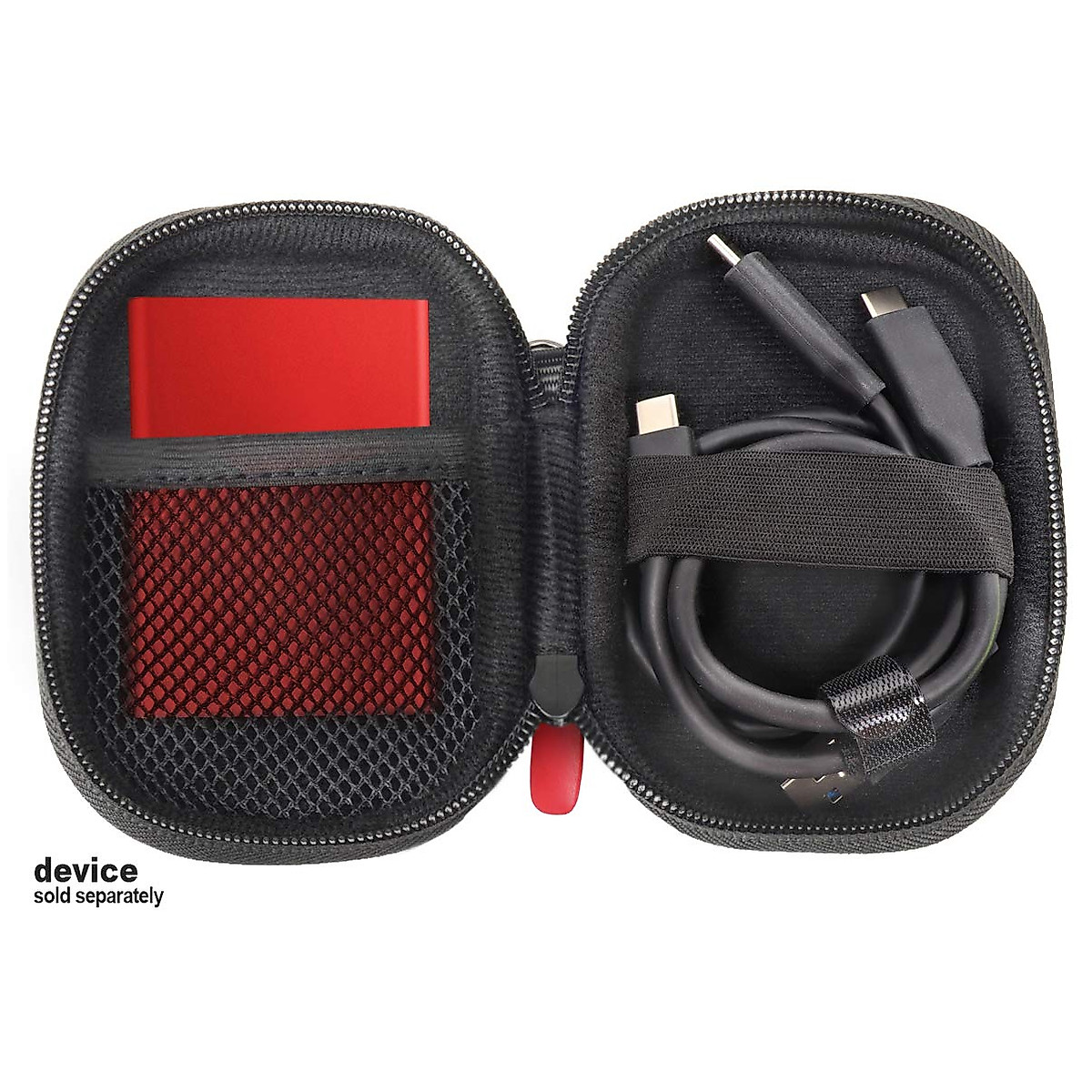 Alltravel case for External Solid State Drive Samsung T7, T7 Touch, T5, T3 Portable 250GB 500GB 1TB 2TB SSD USB 3.0 External Solid State Drives, Strong Compact Light Weight case, Mesh Pocket (Red)