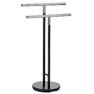 kela Free Standing Towel Rack Stand - Two Tier Organizer for Bath and Hand Towels - Study by Weight - Elegant by Design - Chrome and Black