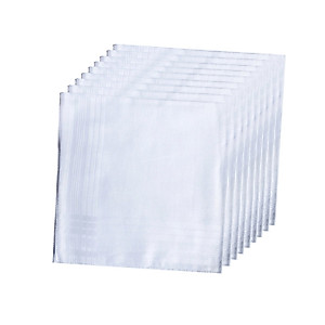 LACS Men's Solid White Cotton Handkerchiefs Pack