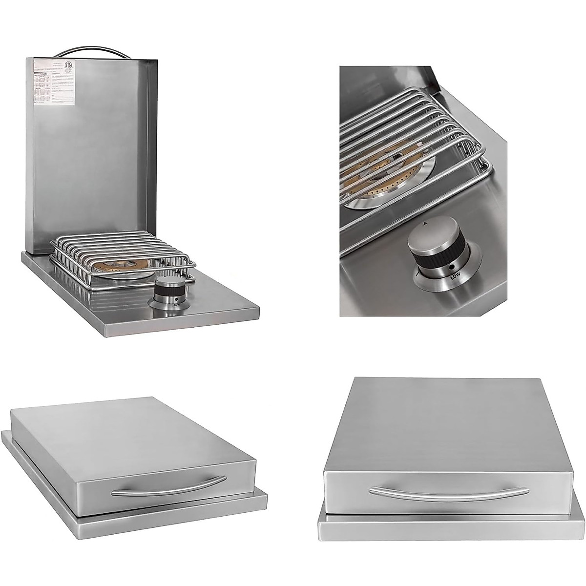 BLAZE BBQ Outdoor Package of 40” LTE Built-in Gas Grill, Dop-In Single Side Burner, 32” Door & Two Drawers Combo, Compact Refrigerator and Accessories (Grill Cover, Fridge Trim and Rotisserie Kit)