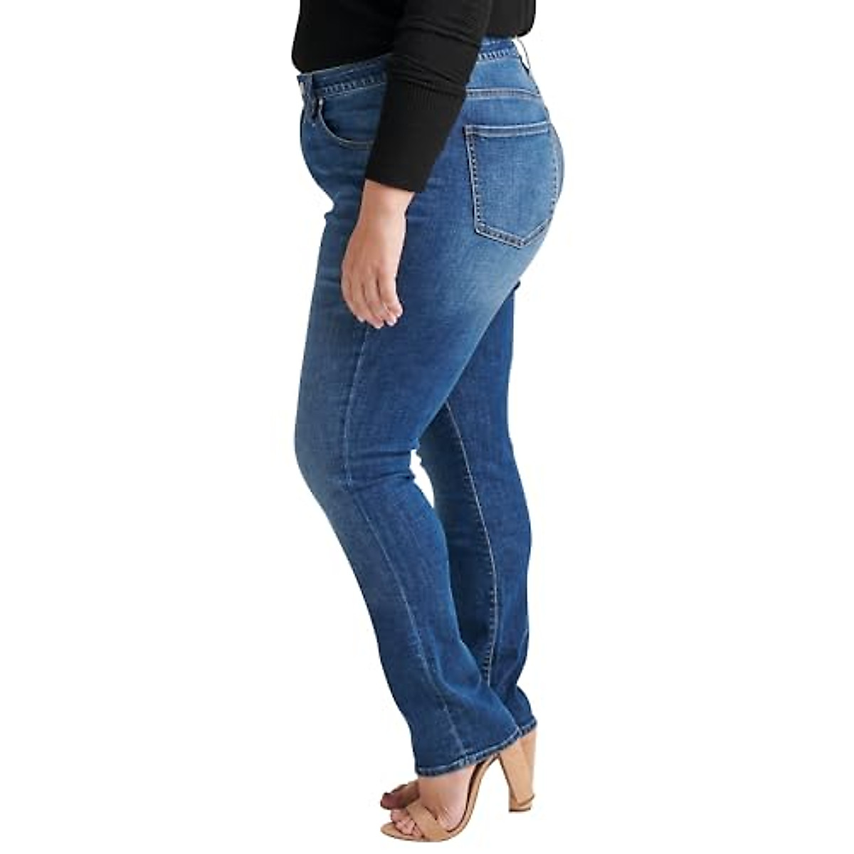 JAG Jeans Women's Plus Size Ruby Mid Rise Straight Leg Jeans, Thorne Blue, 16 Plus