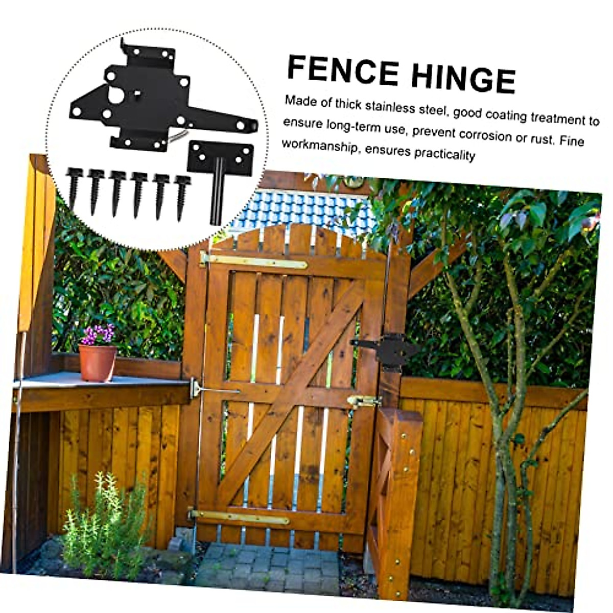 YARNOW Fence Door Hinge Outdoor Playpen Door Closer Hinge Hinges Outdoor Gate Hardware Gate Latches for Metal Heavy Duty Post Gate Closer Gate Hinges for Wooden Fences Heavy Duty Black
