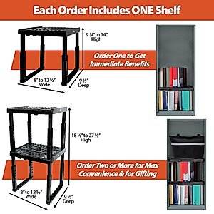 Piffny Locker Organizer Shelf， Adjustable Width and Height, Stackable, Ideal Locker Shelf for School, Office, Gym Lockers, or Even Kitchen Cabinets & Under Sink Organization (Magenta)