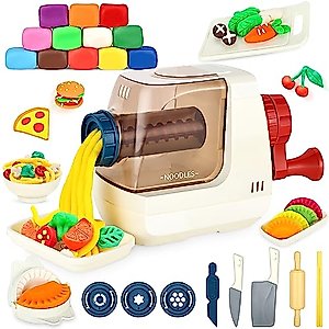 Play Dough Set Tools 28PCS Play Kitchen Creations Playdough Toys Noodle and Ice Cream Maker Playdough Sets for Kids Toddlers Ages 4-8 Girls Boys Birthday Holiday Gift (12PCS Dough Included)