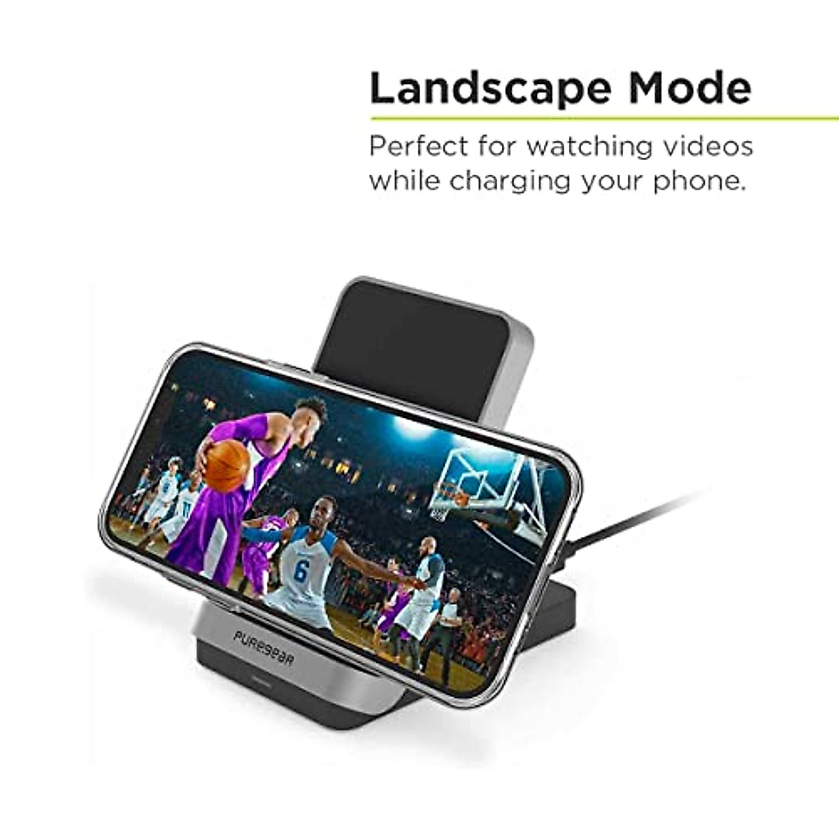 PureGear 10W Fast Wireless Charging Pad with Kickstand, Qi-Certified Wireless Charging Stand for iPhone 11, 11 Pro, 11 Pro Max, SE,Xs Max, XR,XS, Galaxy S22, S21,S20,S10,S9 & More Qi Enable Devices