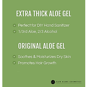 Kate Blanc Cosmetics Aloe Vera Gel for Face and Skin (8 oz) Pure Aloe Vera Gel for Hair Growth. Aloe Gel Great for Sunburn Relief, Burns, Dry Scalp Moisturizer. Made from Organic Aloe Vera Plant