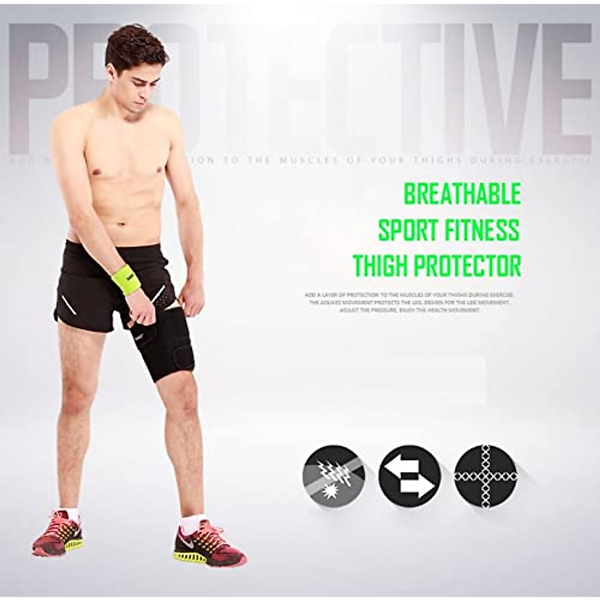 Dexlary Compression Thigh Recovery Sleeve for Hamstring Pain, Groin Pain, & Quad Support - Guaranteed to Speed up Recovery & Relieve Pain and Soreness - Great for Running & All Sports! (1 Sleeve)