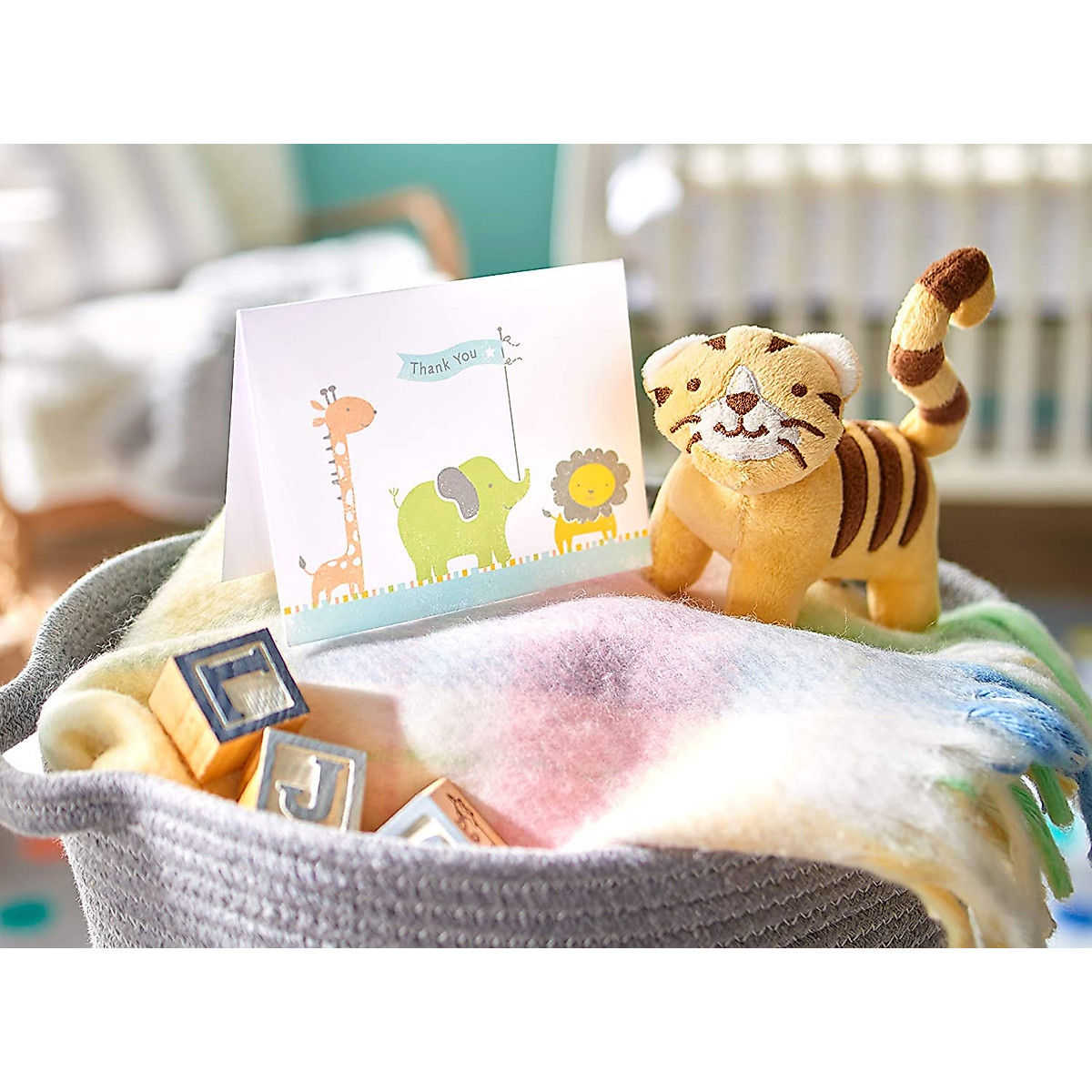 American Greetings Baby Shower Thank You Cards with Envelopes, Giraffe, Elephant and Lion (50-Count)