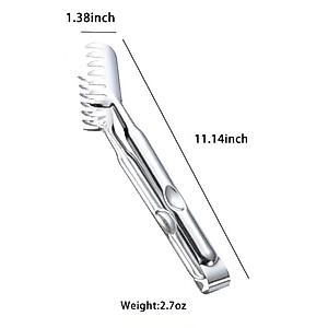 2 Pieces Spaghetti Spoon Set, Pasta Fork, Pasta Spoon, Spaghetti Sever, Pasta Tongs, Durable Stainless Steel Pasta Server and Tongs, Heat Resistant, 12 inch