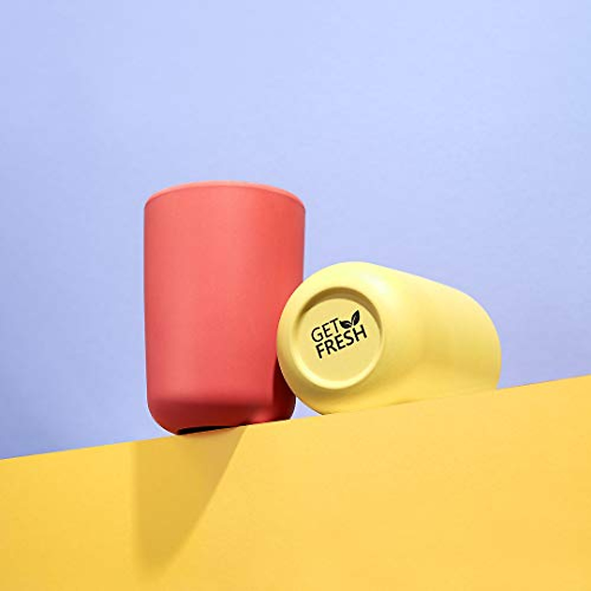 GET FRESH Bamboo Kids Cups Set – 4-pack Reusable Bamboo Cups for Toddlers and Adults – Colorful Bamboo Fiber Drinking Cups for Children – Bamboo Kids Dinnerware Set for Everyday Use