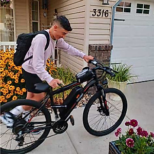 TotGuard 26" Electric Bike, 350W Motor, 19.8MPH Speed, 36V 374.4WH Battery, 21 Speed Gears, Front Suspension, Dual Disc Brakes, Aluminum Frame, LED Headlight, LCD Display, 4 Working Modes, Red