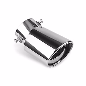 Miytsya 1 PC Car Exhaust Tip, 2.48" Inlet 3.34" Outlet 5.5" Overall Length Stainless Steel Exhaust Tips, Universal Chrome Polished Tailpipe Tip, Muffler Tip Pipes, Bolt On Design (Silver/Bending)