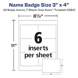 Avery Customizable Name Badges with Clips, 3" x 4", Clear Name Tag Holders with White Printable Inserts, 40 Clip Style Name Badges (5384)