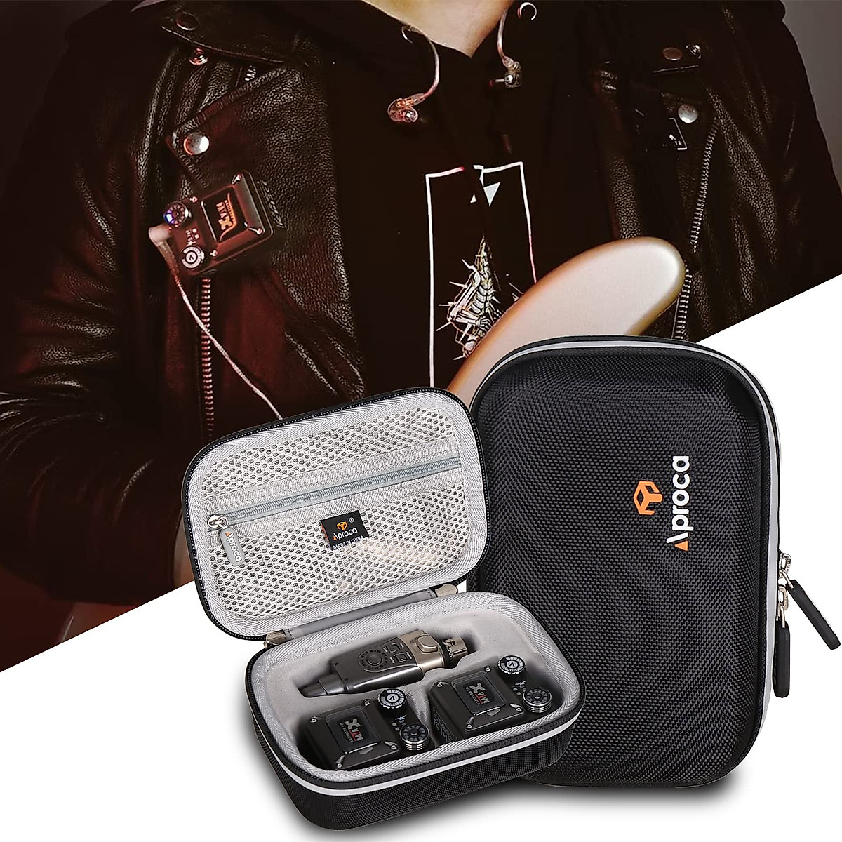Aproca Hard Travel Storage Case, for Xvive U4R2 Wireless in-Ear Monitor System Transmitter and 2 Receiver