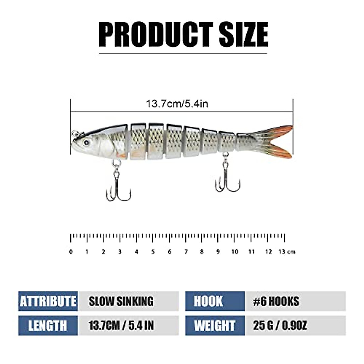 TRUSCEND Fishing Lures for Bass Trout Multi Jointed Swimbaits Slow Sinking Bionic Swimming Lures Bass Freshwater Saltwater Bass Lifelike Fishing Lures Kit
