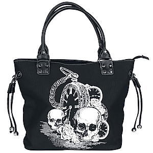 Lost Queen Women's Watch Skull Rose Shoulder Bag | Back in Black Handbag Purse