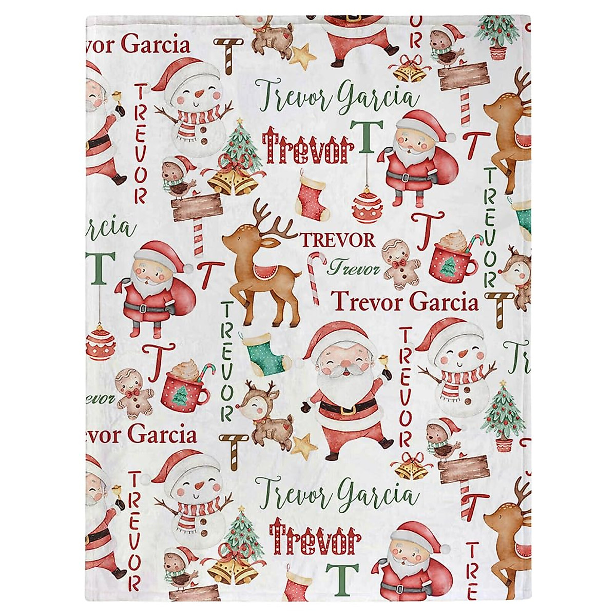 Custom Christmas Santa Blanket for Kids Boys Girls, Personalized Soft Cozy Flannel/Sherpa Xmas Throw Blanket with Name, Gifts for Christmas Holiday